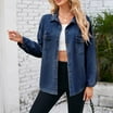 Levmjia Denim Jackets for Women Clearance Plus Size Women Denim Jacket Long Sleeve Slimming ...