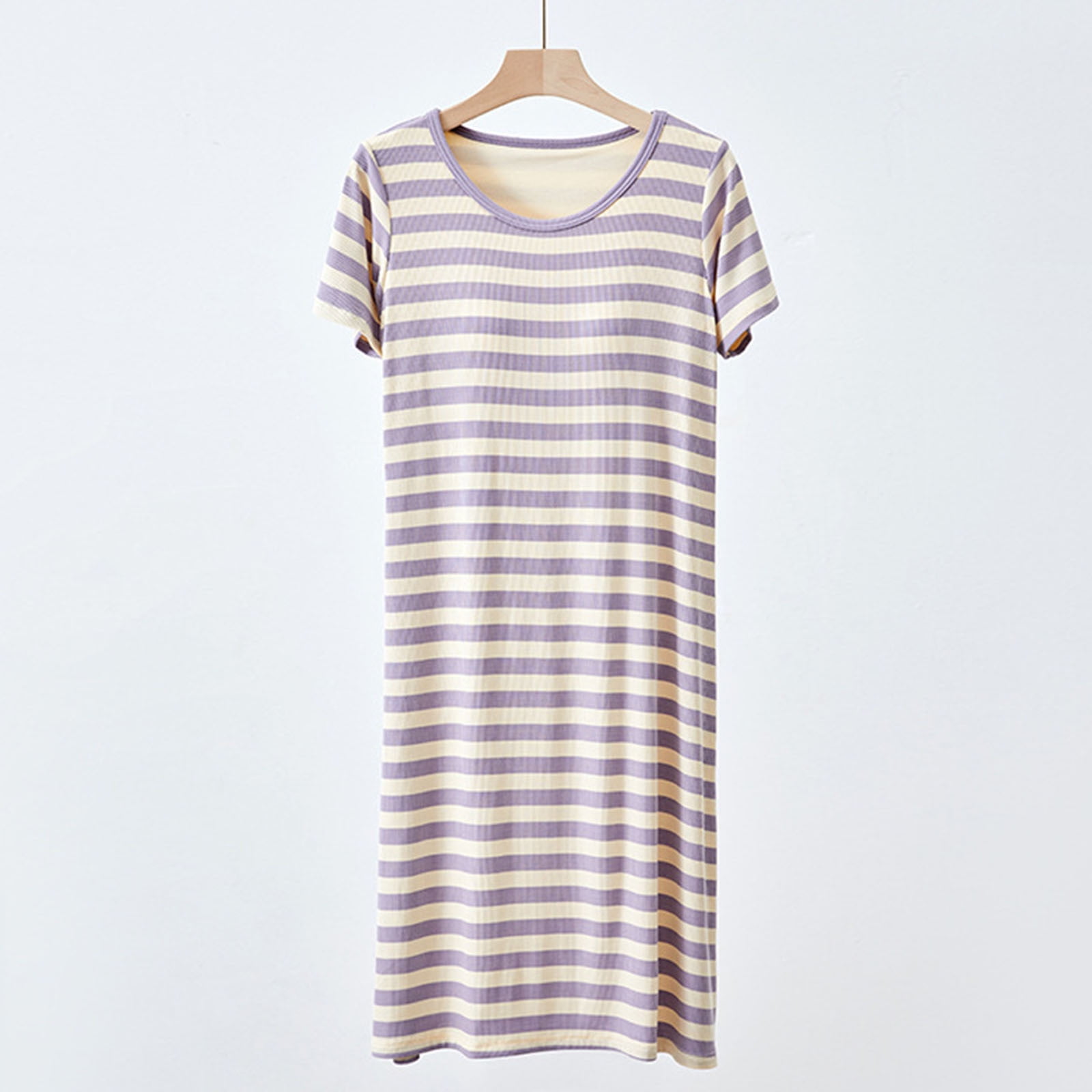 Fazvaoo Ladies Nightgowns Short Sleeve Padded Sleepwear Summer Loose ...