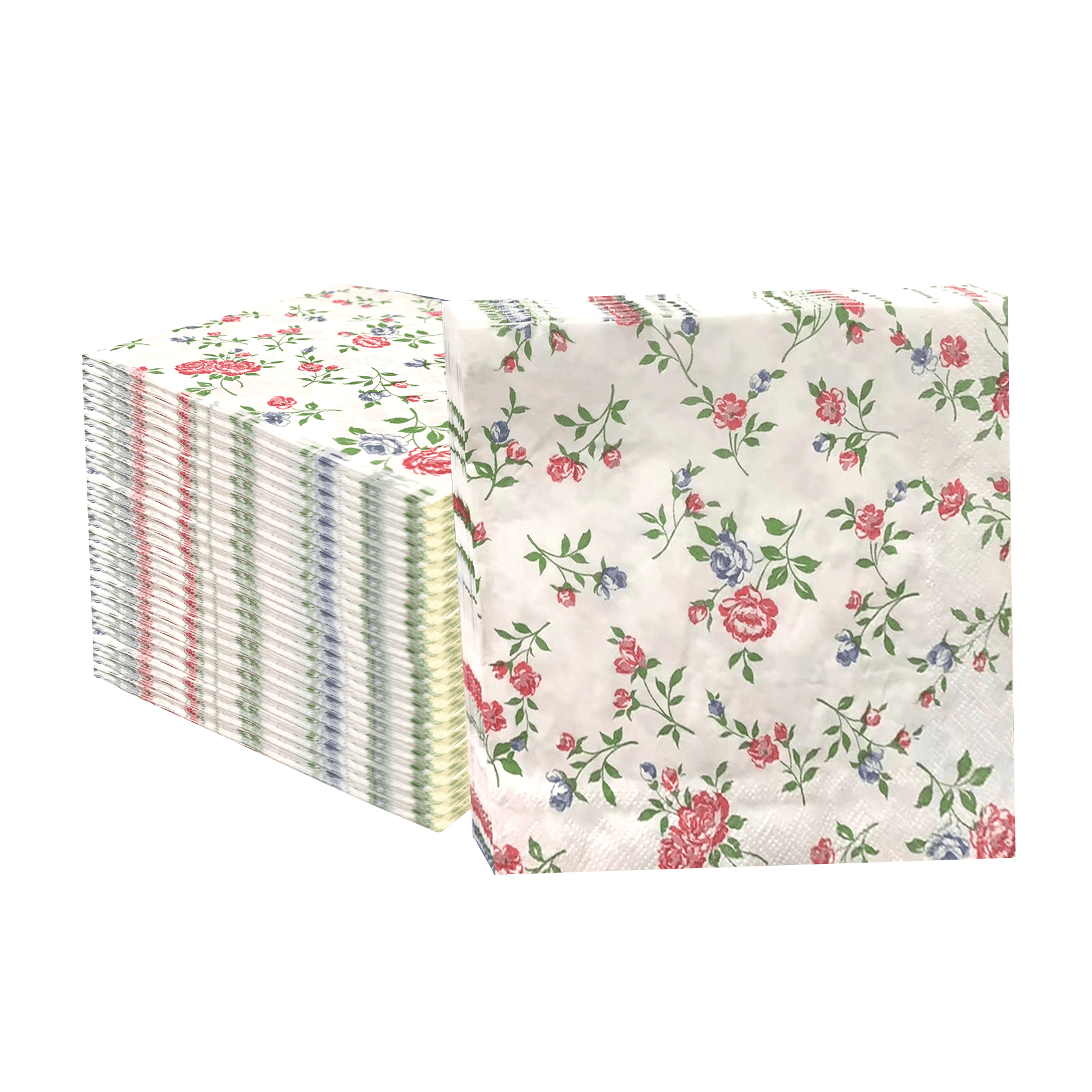 Fbasport 100 Pcs Red and Blue Fresh Floral Cocktail Napkins,Decorative ...