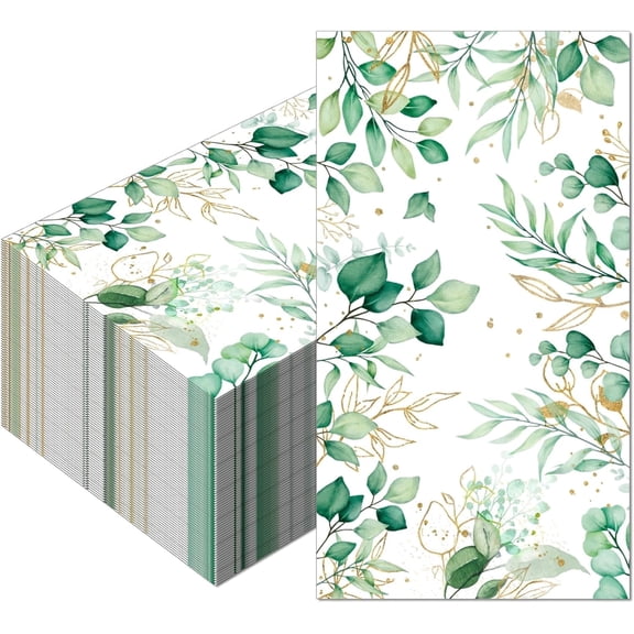 100 Count Sage Green Disposable Paper Guest Napkins, Decorative Dinner ...