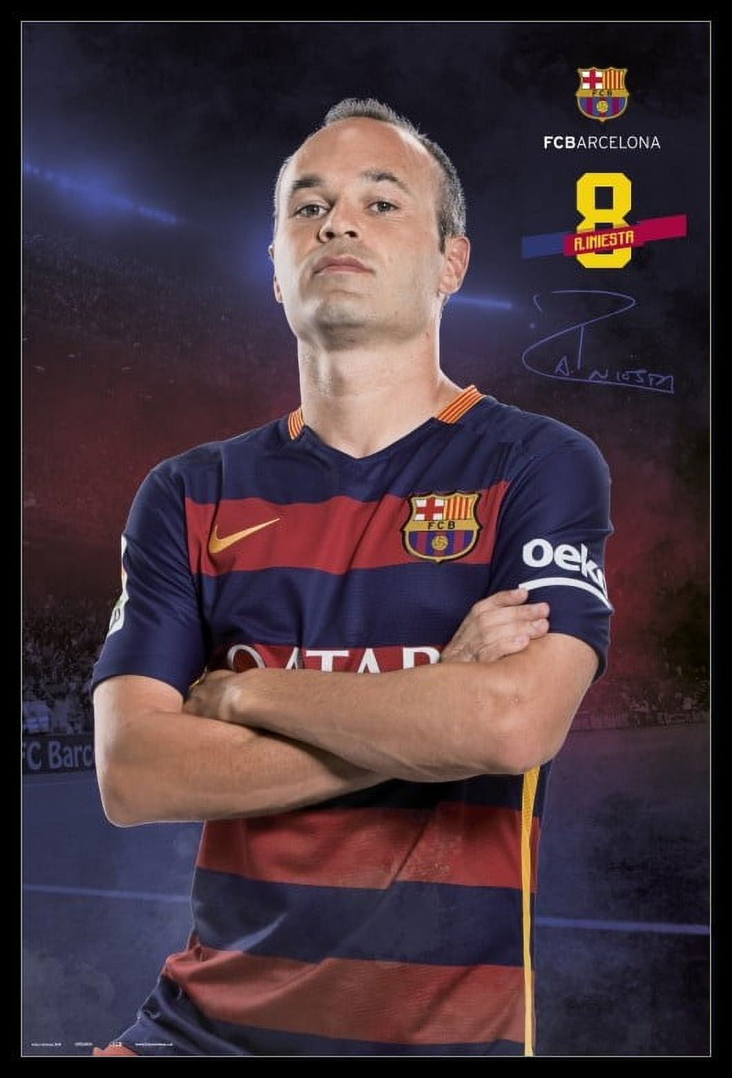 Fc Barcelona Iniesta Pose 2015-2016 Laminated & Framed Poster (24 x 36 ...