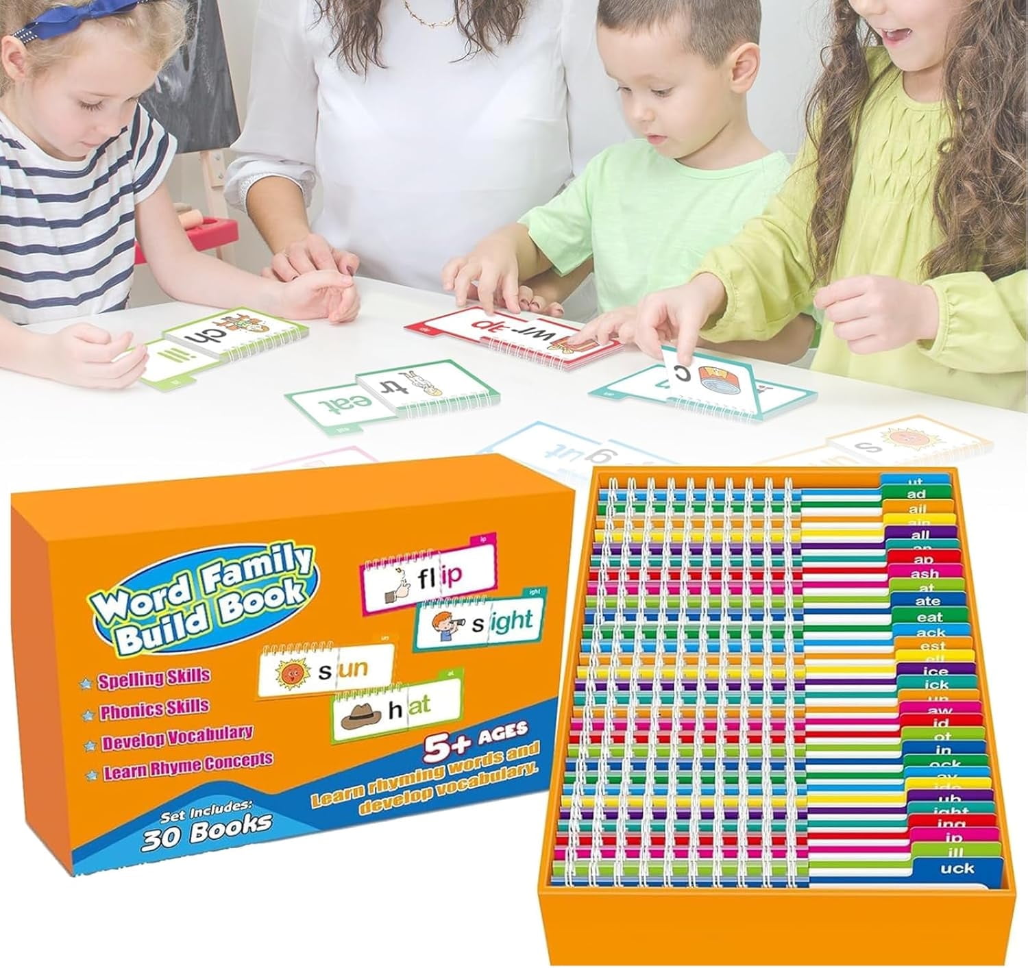 Fcaichun 30 Read and Rhyme Flip Books,Word Family Flip Books,Letter ...