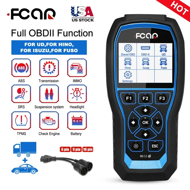 Fcar F506 Heavy Duty Truck Scanner Enhanced HD OBD Diesel Truck Full ...