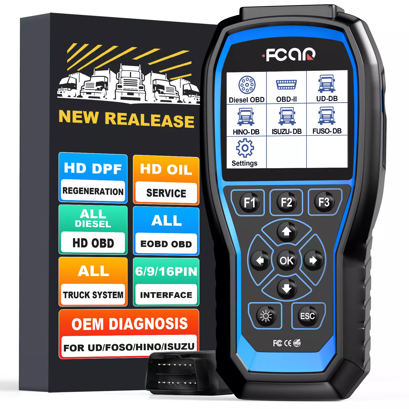 Fcar F506 Pro Heavy Duty Truck Scanner, Full Systems HD OBD Scan, DPF ...