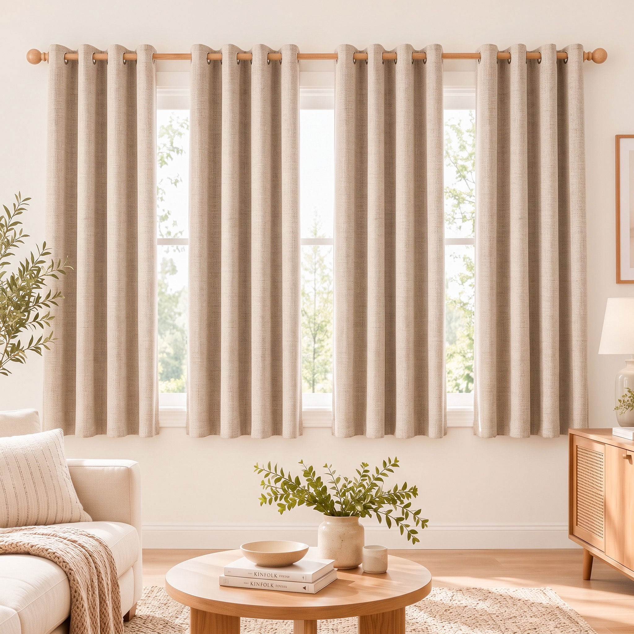 Fchozu 100% Blackout Faux Linen Curtains for Bedroom Living Room, 38