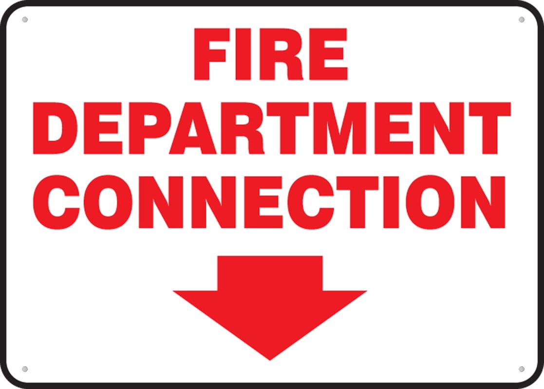 Fdc Reflective Sign Fire Department Connection Arrow Metal 12X8 Inch ...