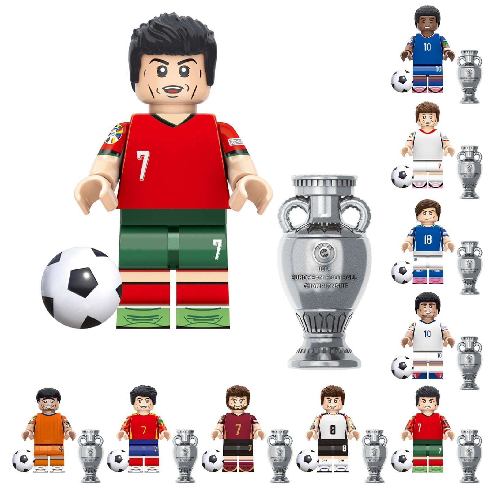 Fddxhl 10PCS Soccer Stars Minifigures Set, Soccer Player Action Figures ...