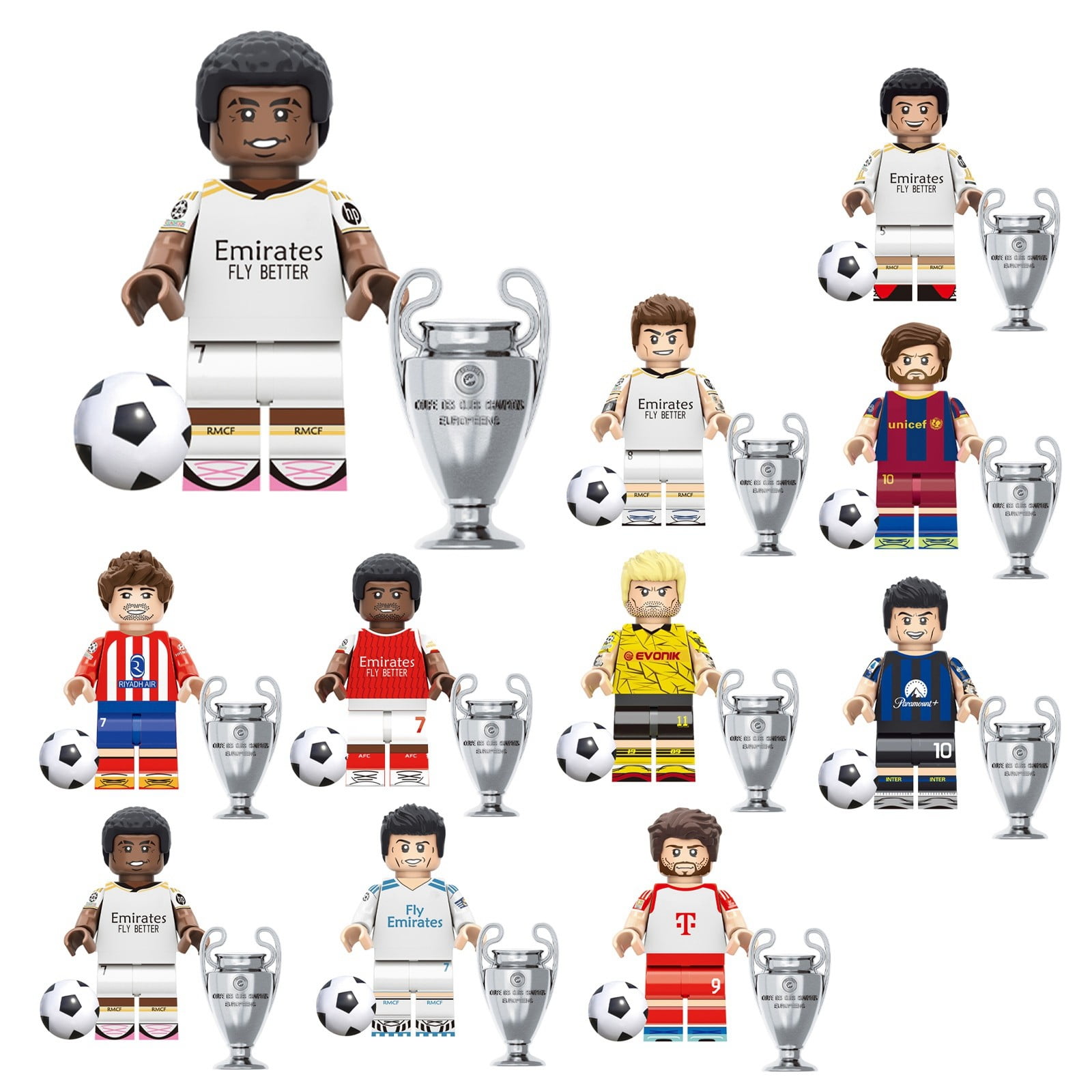 Fddxhl 10PCS Soccer Stars Minifigures Set, Soccer Player Action Figures ...