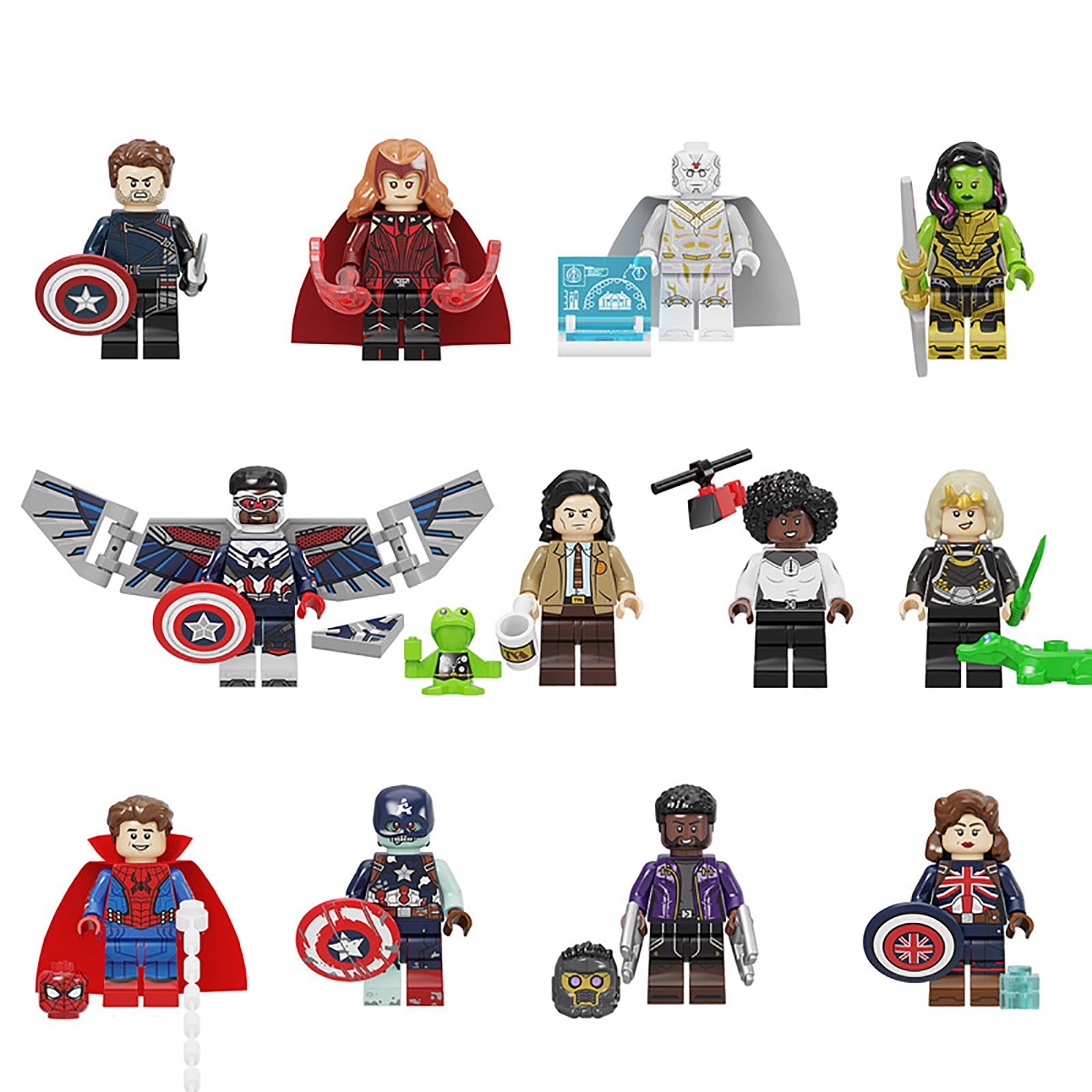 Fddxhl 12PCS/Set Superhero Minifigures Building Blocks Toys, Cartoon ...