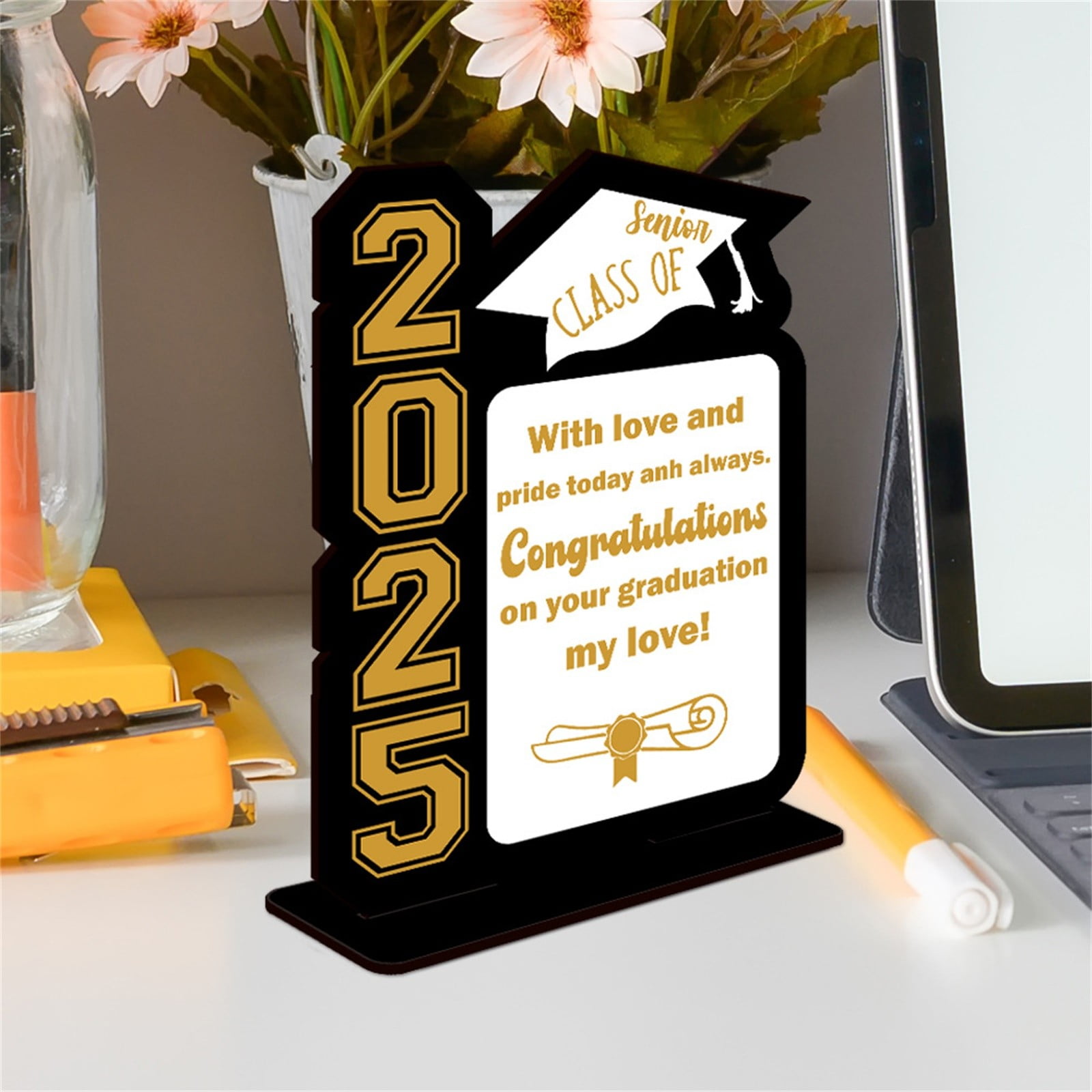 Fddxhl 2025 Graduation Wooden Desktop Ornaments – Graduation Table ...