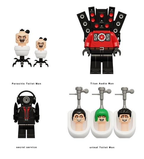 Fddxhl 4PCS Skibidi Toilet Minifigures Building Block Set, Parasitic ...