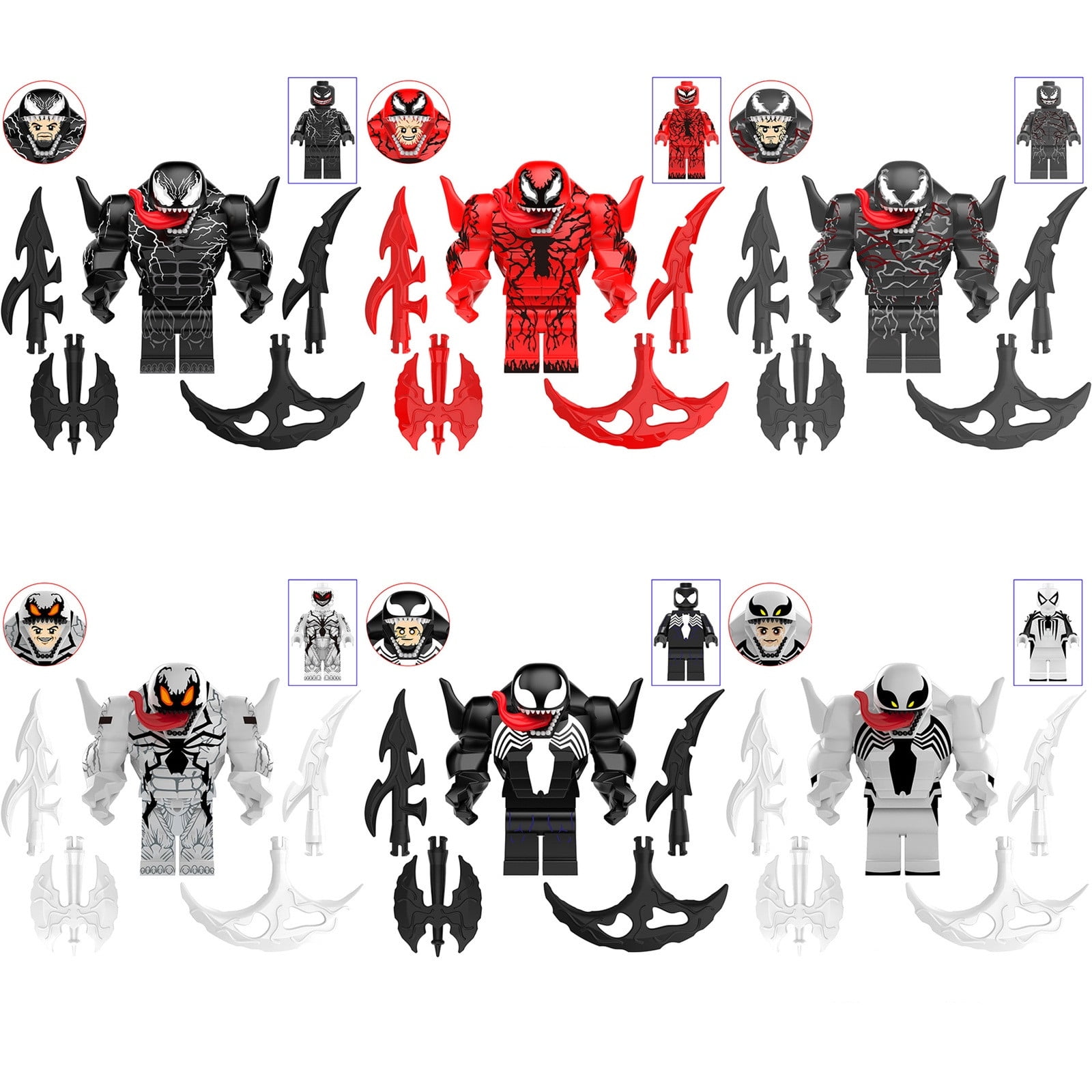 Yanxiao 6PCS/Set Venom Minifigures Building Block Toys, Venom Action ...