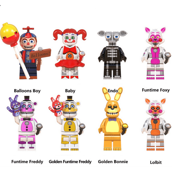 8pcs Fnaf Minifigures, 2in Five Nights at Freddys Building Blocks, Five ...