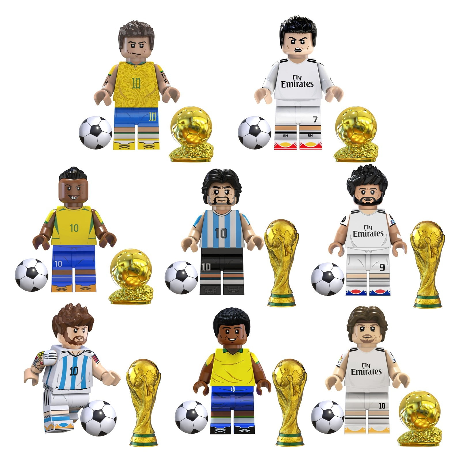 Fddxhl 8PCS Football Star Minifigures Set, Soccer Player Action Figures ...