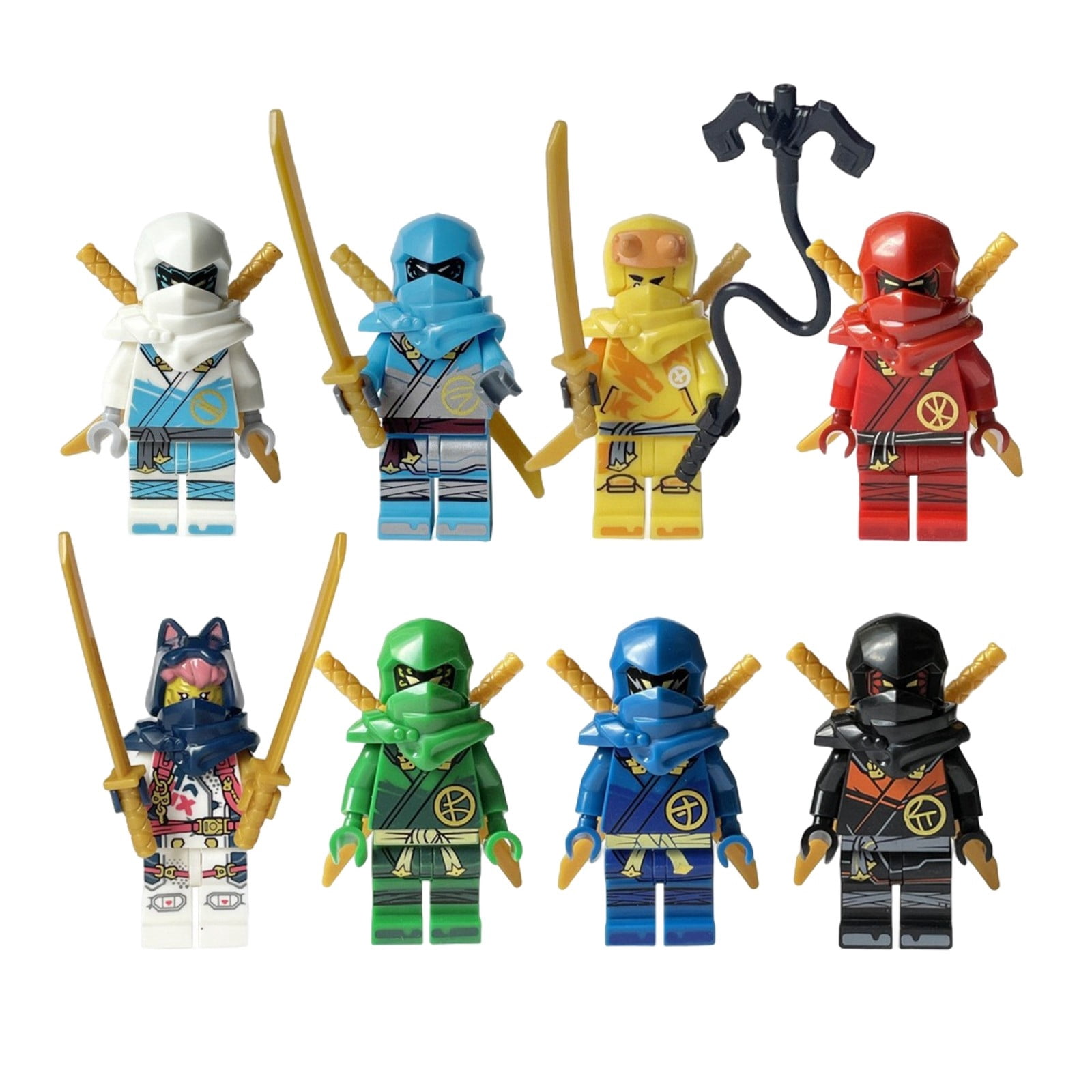Fddxhl 8PCS Ninjago Minifigures Set, Ninja Action Figures Building ...