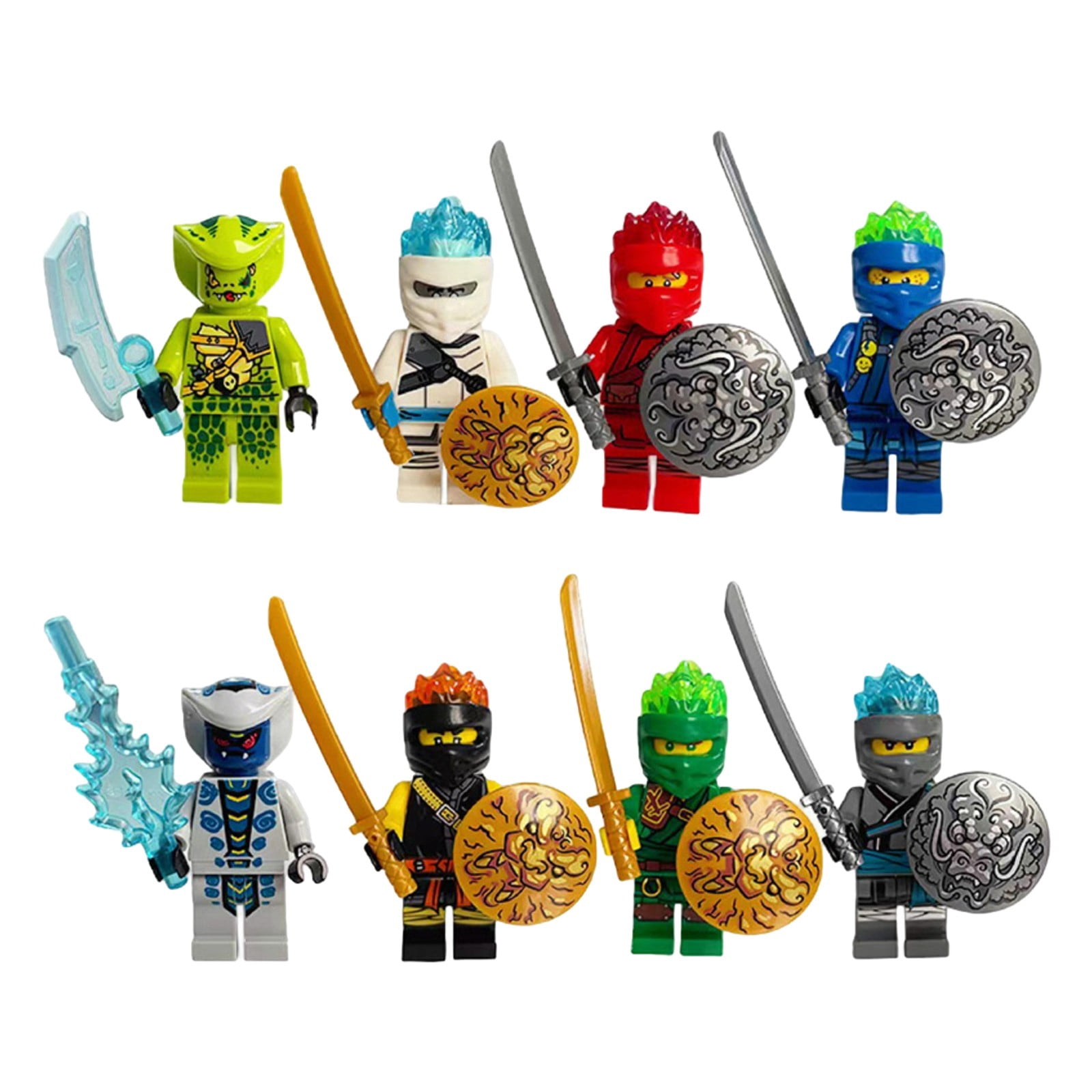 Fddxhl 8PCS Ninjago Minifigures Set, Ninja Action Figures Building ...