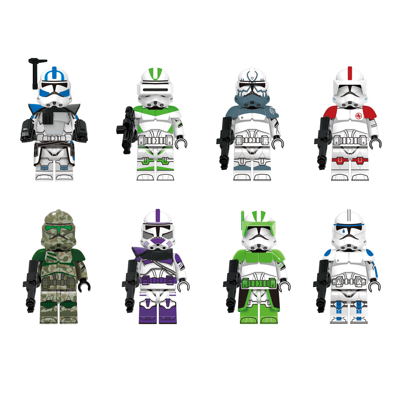 Fddxhl 8PCS Star-Wars Galaxy Clone Trooper Minifigure Set, Collectible ...