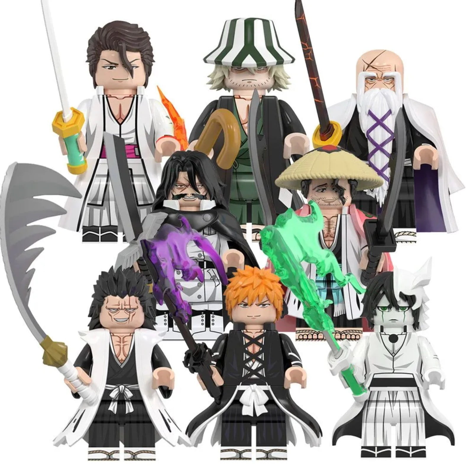 Fddxhl 8Pcs Bleach Mini Building Block Set, Ichigo Kurosaki Action ...
