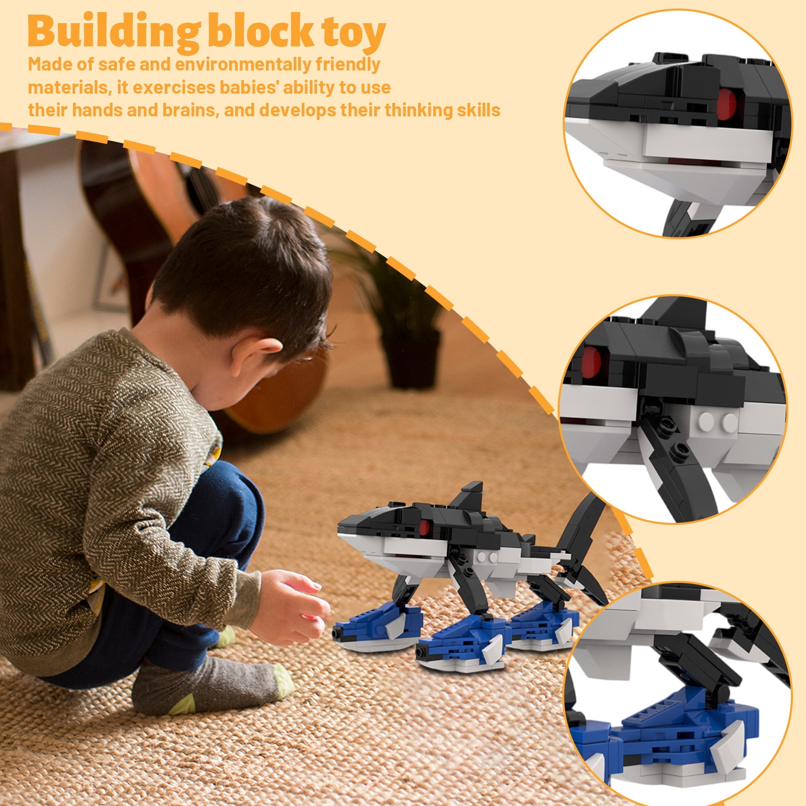 Fddxhl 9" Italian Brainrot Building Block, Tralalero Tralala Action ...