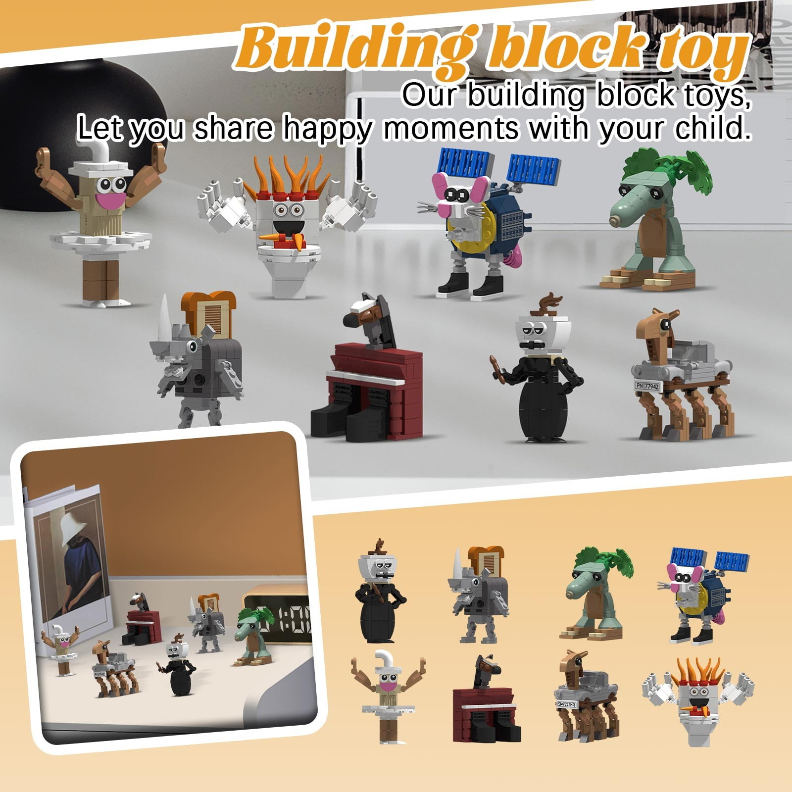 Fddxhl Building Block Italian Brainrot Action Figures 3 Inch, 8PCS ...