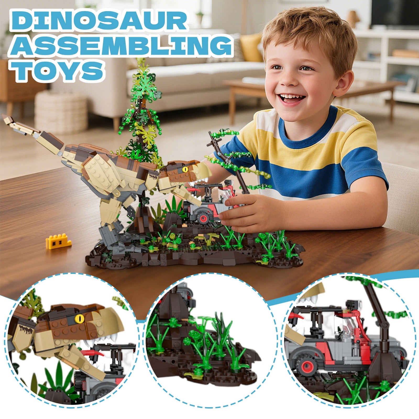 Fddxhl Dinosaurs Minifigures Building Blocks Toys Set, 3 Inch Jurassic ...
