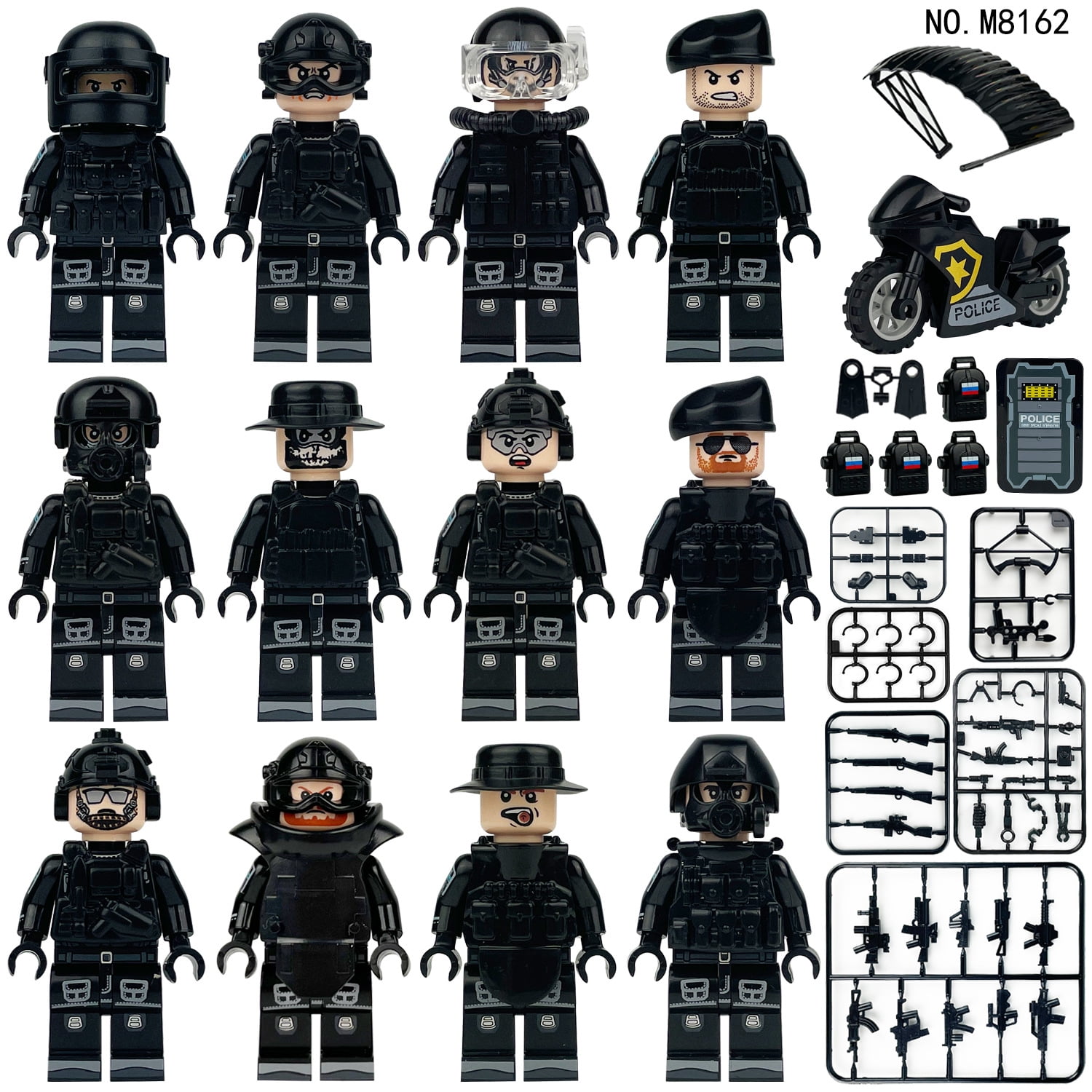 Fddxhl SWAT Minifigure Building Block, 1.8" SWAT Action Figures ...
