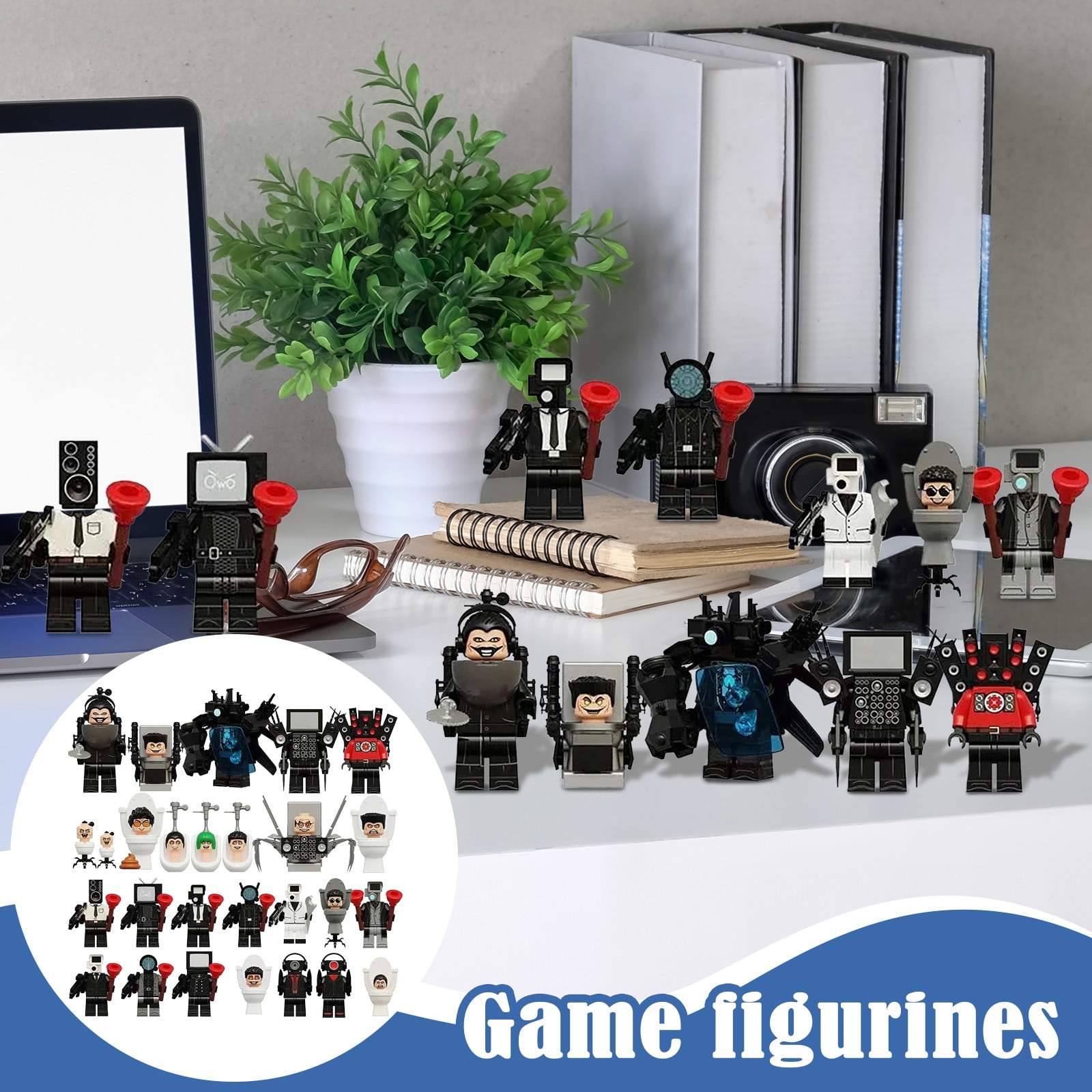 Fddxhl Skibidi Toilet Toys Action Figures Sets, 24PCS Building Block ...