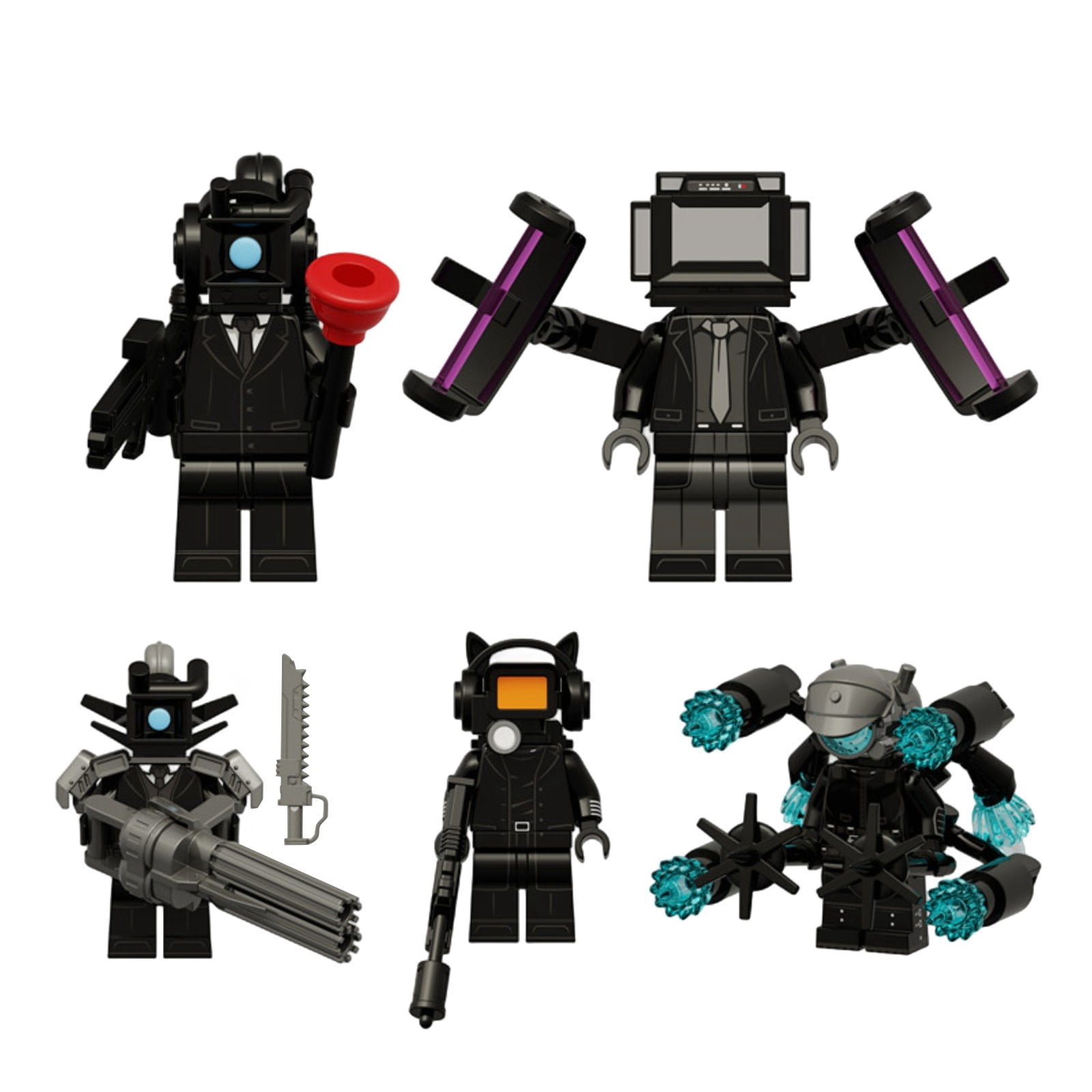 Fddxhl Skibidi Toilet Toys Minifigures Set of 5, Skibidi Toilet Action ...