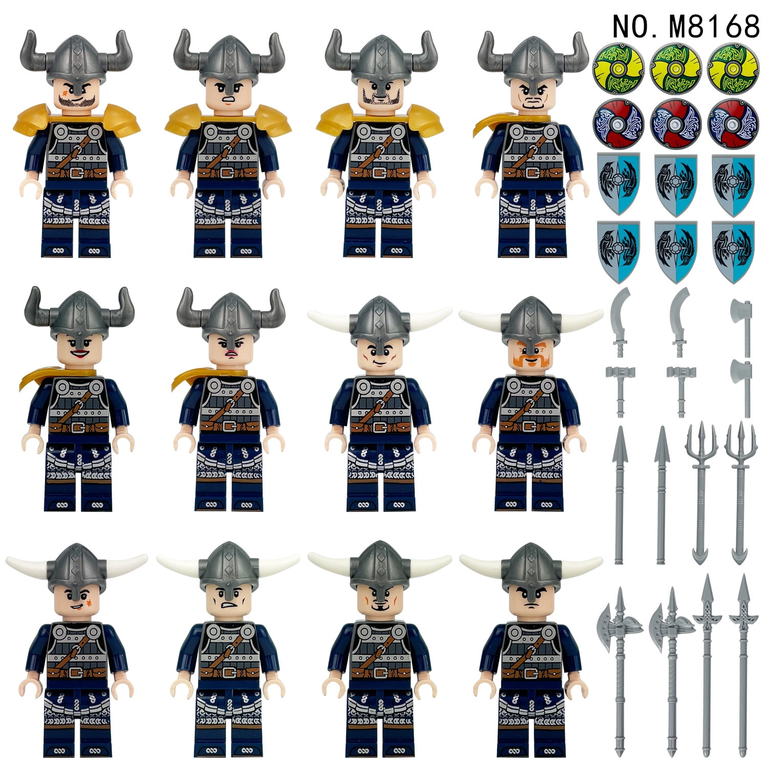 Fddxhl Viking Minifigures Building Blocks 1.8 Inch, Medieval Action ...