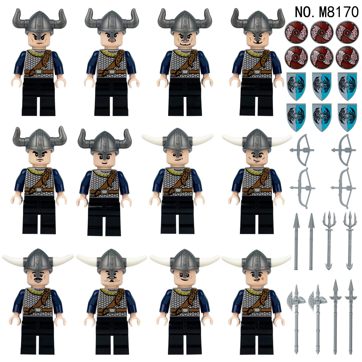 Fddxhl Viking Minifigures Building Blocks 1.8 Inch, Medieval Action ...