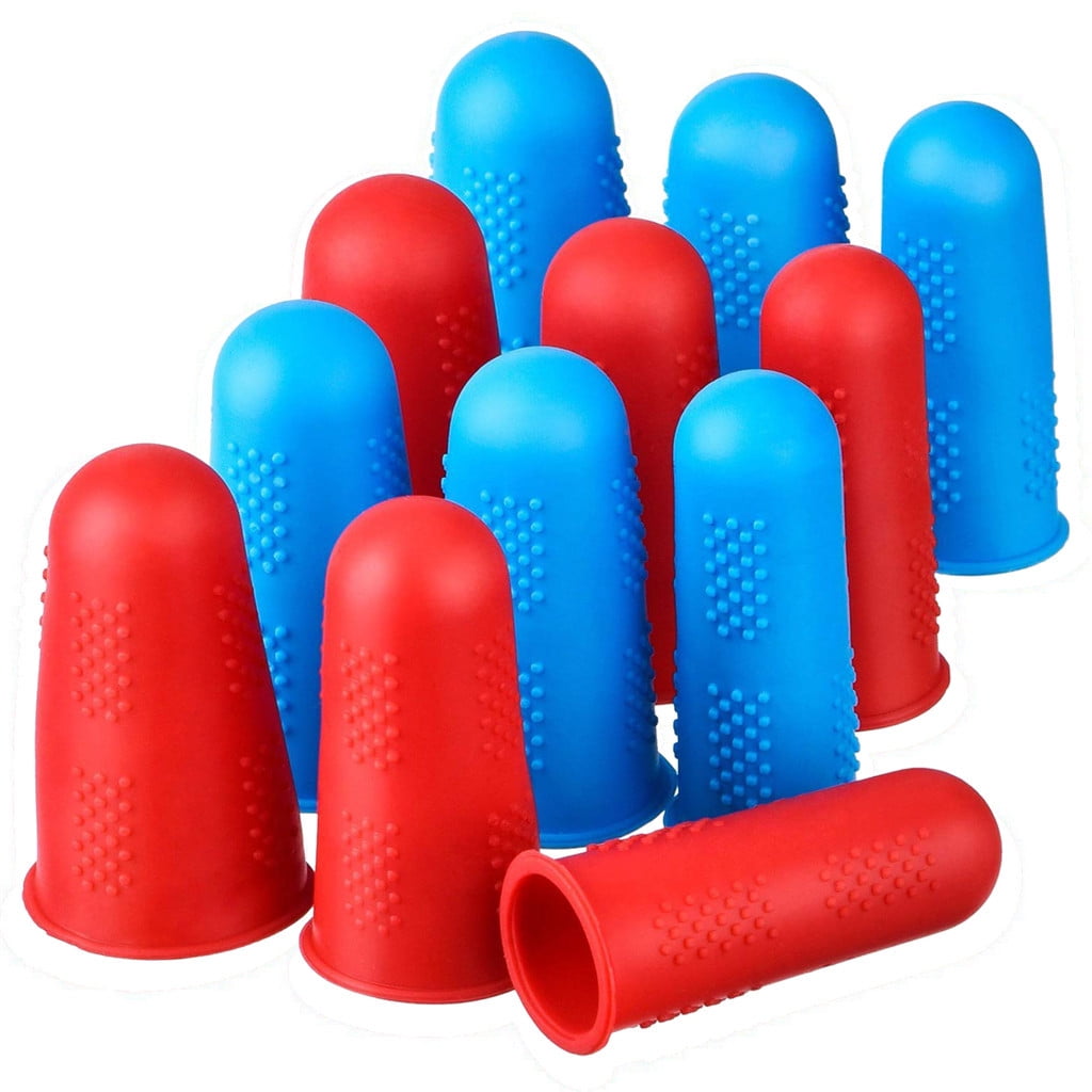 Fdelink 12Pcs Silicone Finger Cots (Blue + Red),Protectors Silicone ...