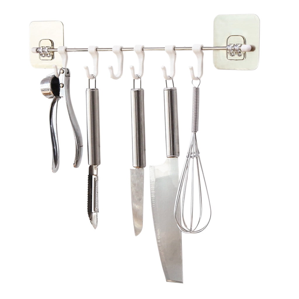 Fdelink Stainless Hook Bar,6 Hook Organizer,Six Creative Self-Adhesive ...