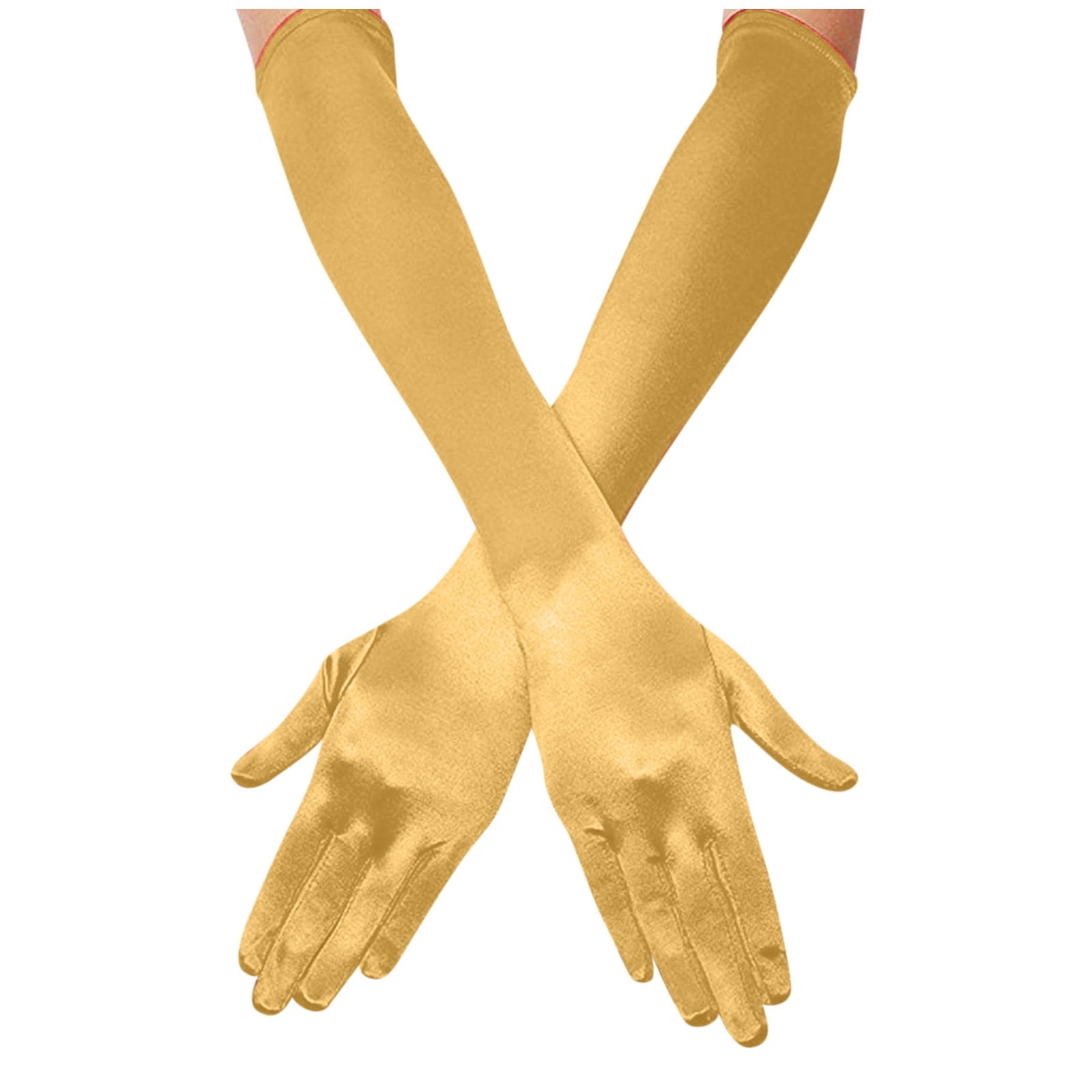 Fdelink Women'S Long Satin Finger Gloves Elbow Length 1920S Opera ...