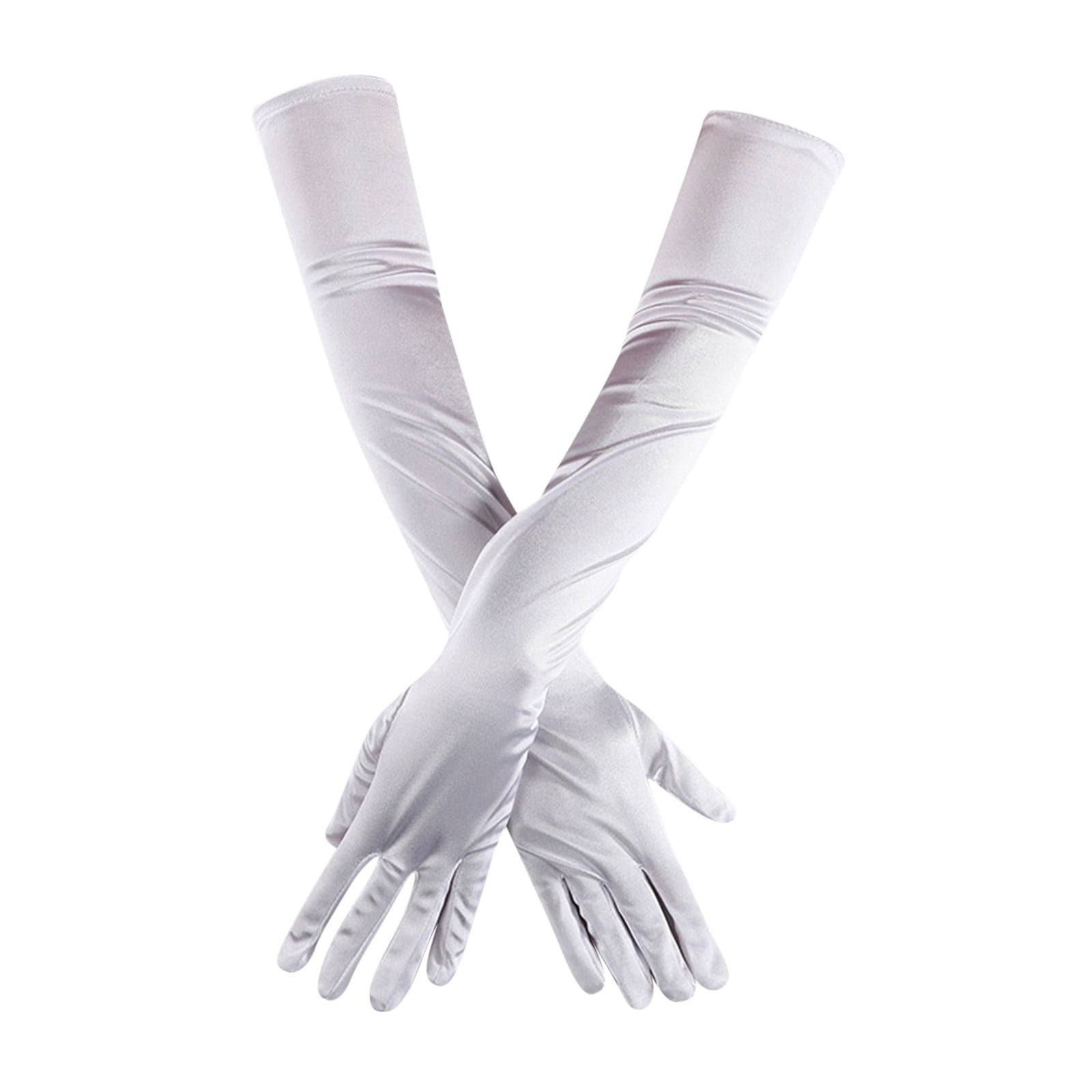 Fdelink Women'S Long Satin Finger Gloves Elbow Length 1920S Opera ...