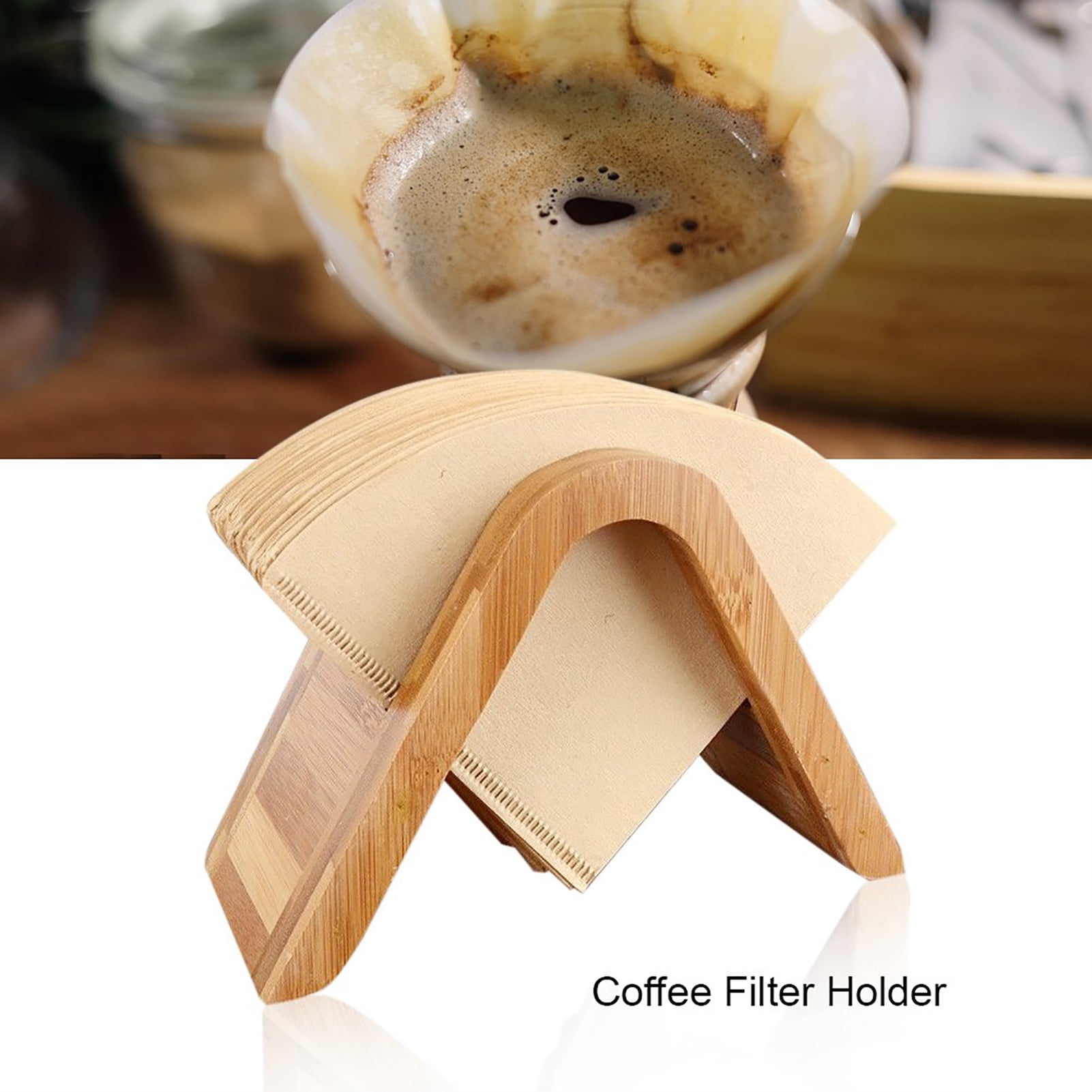 Fdit Filter Paper Rack, Bamboo Wood Coffee Filter Holder Coffee Filter ...
