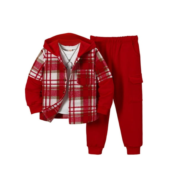 Fdqin Boys Outfit Sets Random 4 Sets Long Sleeve Shirt and Pants Set ...