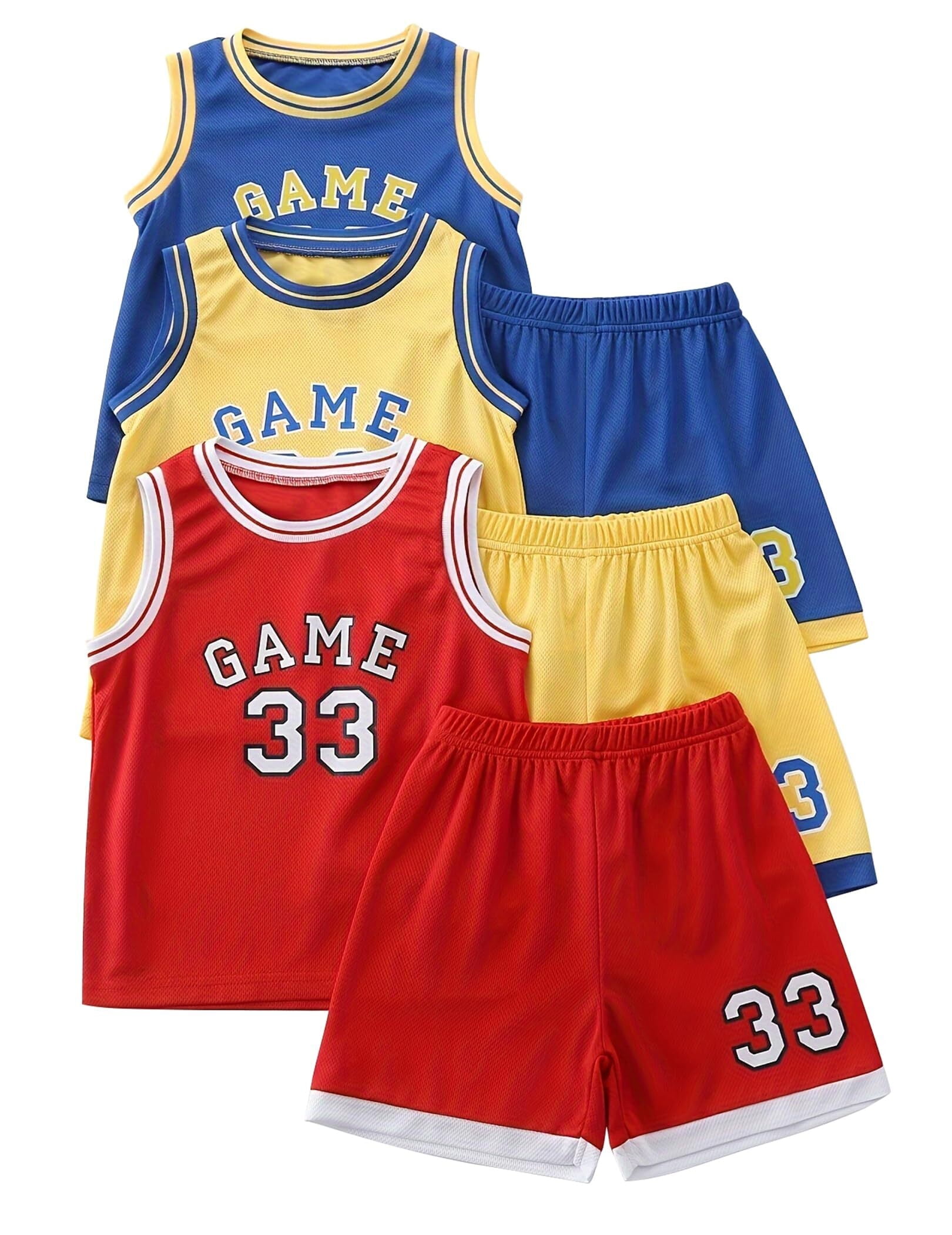 Fdqin Boys Shorts Set Letters Printed Basketball Jersey Lightweight ...