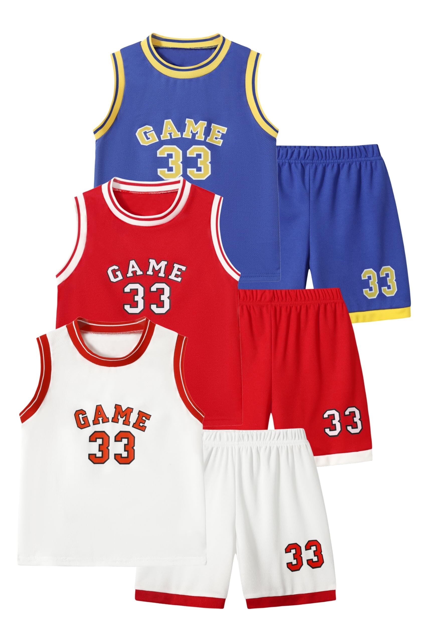 Fdqin Boys Shorts Set Letters Printed Basketball Jersey Lightweight ...