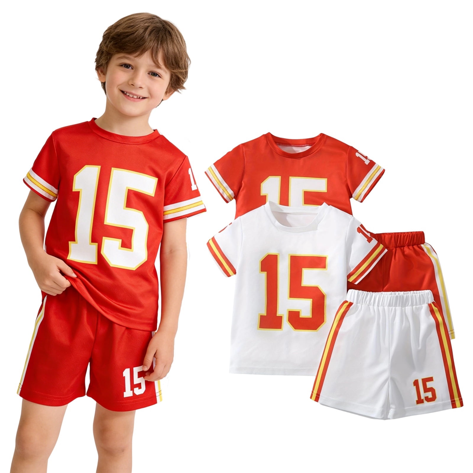 Fdqin Boys Shorts Sets 4Pcs Athletic Short Sleeve T-Shirt and Sports ...
