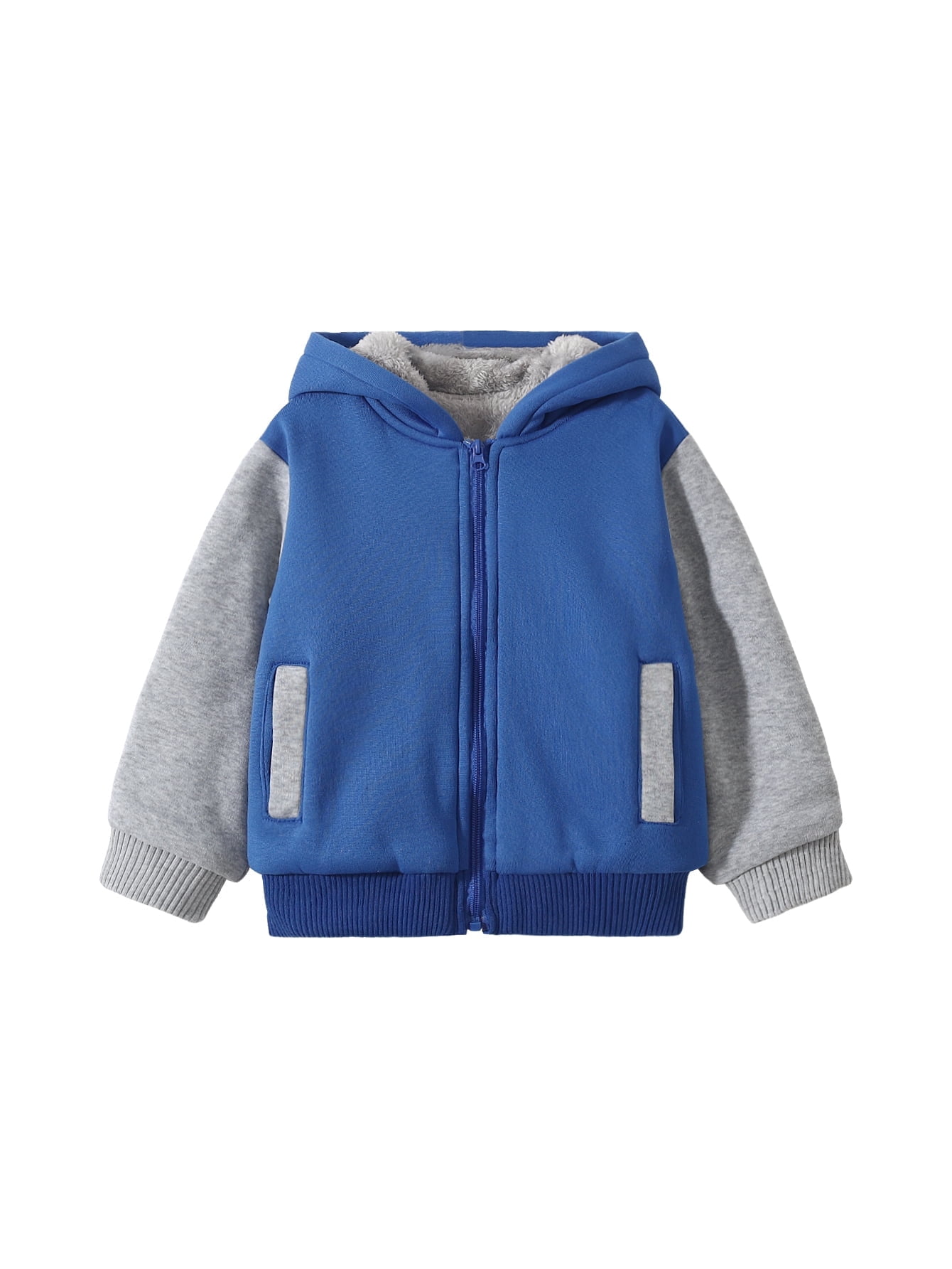 Fdqin Boys Zip Up Hoodie Fleece Jacket Kids Sherpa Lined Winter Coat ...