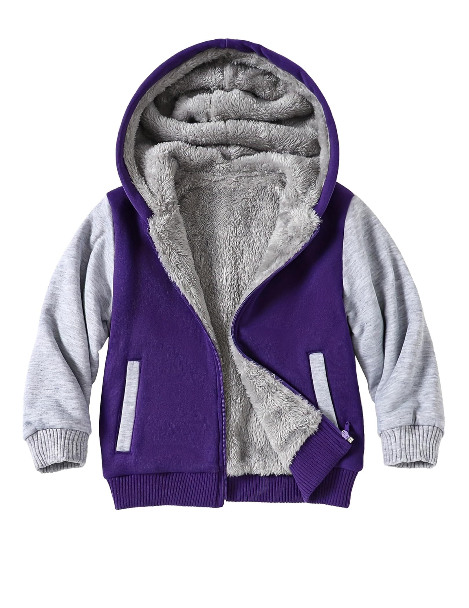 Fdqin, Boys Zip Up Hoodie, Sherpa Lined Winter Coat, Kids Outdoor Warm ...
