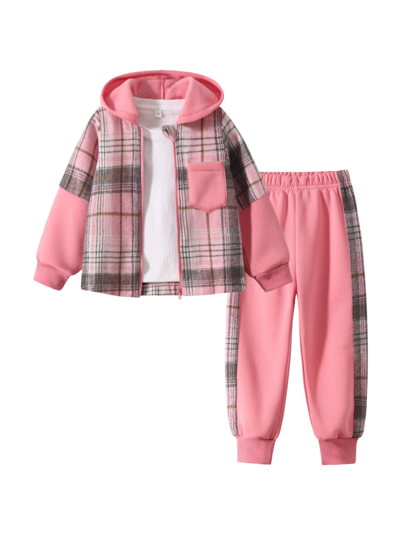 Fdqin Girls' Clothing sets 2Pcs Flannel Plaid Shirt and Pants Set ...