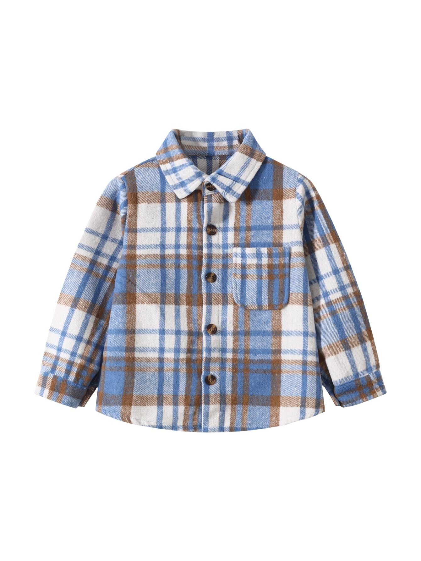 Fdqin Girls Flannel Shirts Plaid Button Down Jacket Cute Long Sleeve ...
