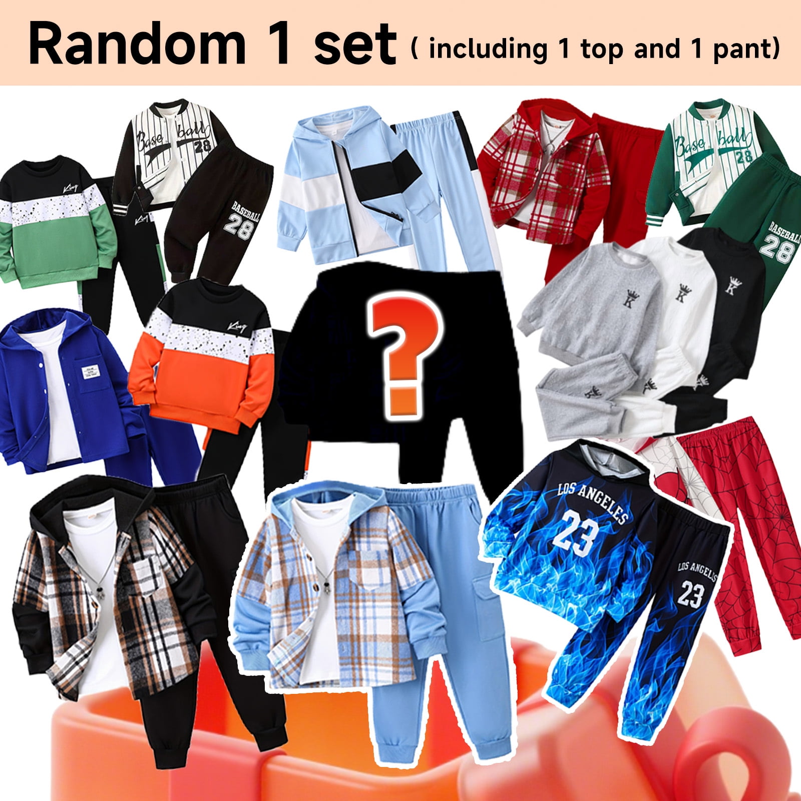 Fdqin Random Boys Outfit Sets 1 Set Blind Box includes Long Sleeve ...