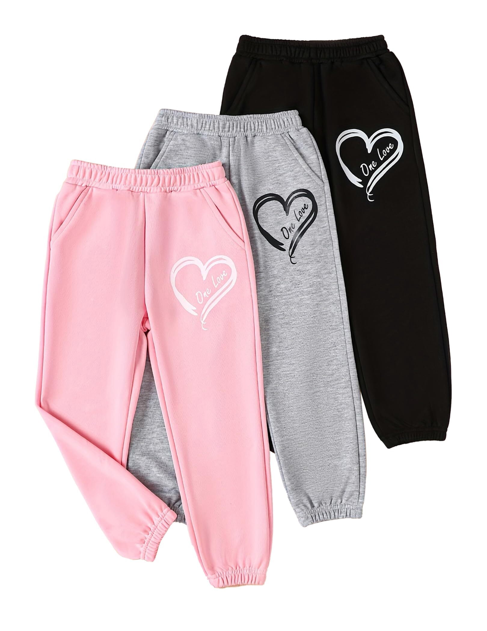 Fdqin Sweatpants for Girls 3 Pcs Letter Graphic Print pants Kids ...
