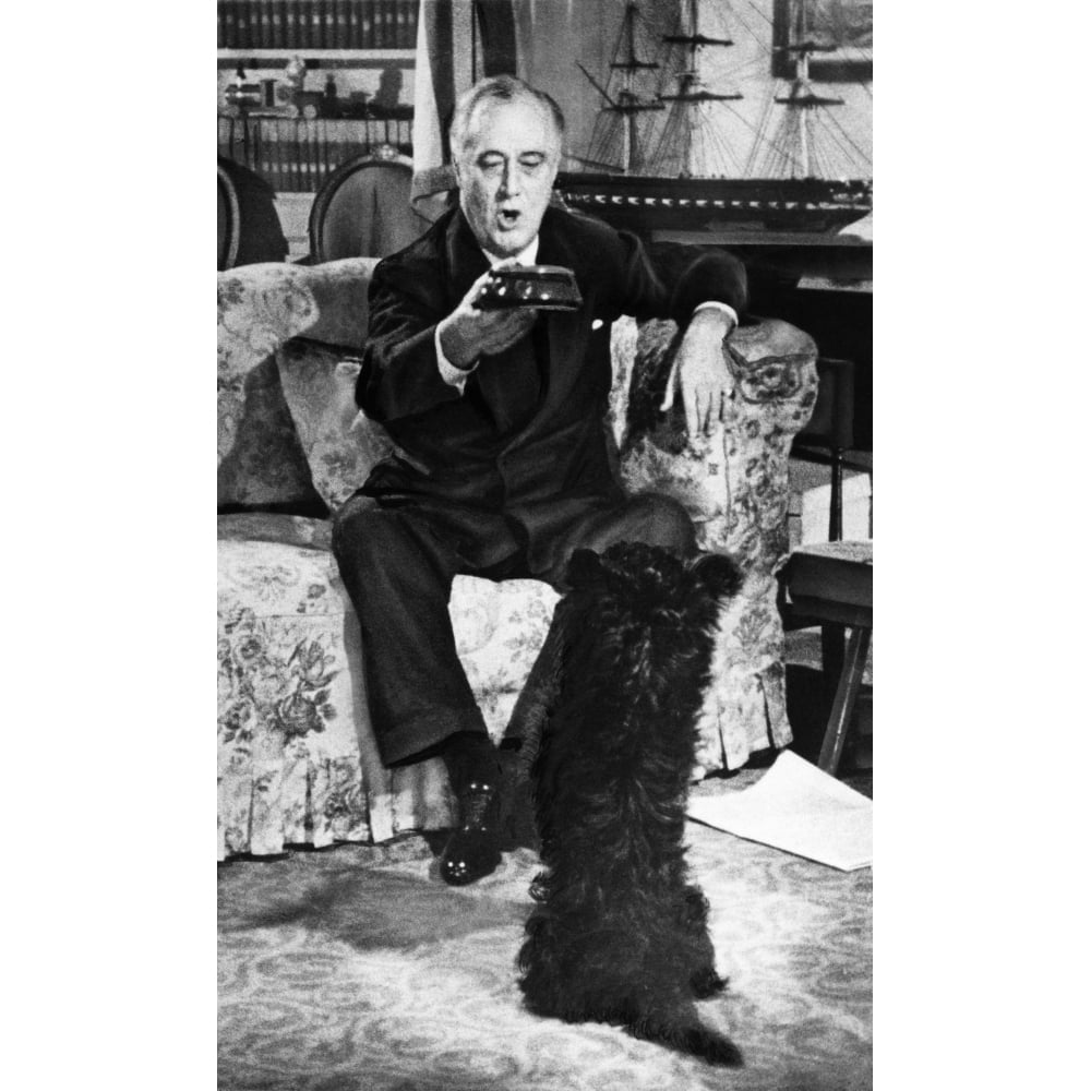Fdr Presidency. Us President Franklin Delano Roosevelt Training His Dog ...