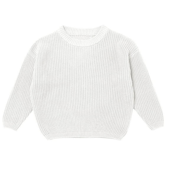 Fdrone Baby Girl Boy Solid Color Knit Sweater Crew Neck Long Sleeve ...