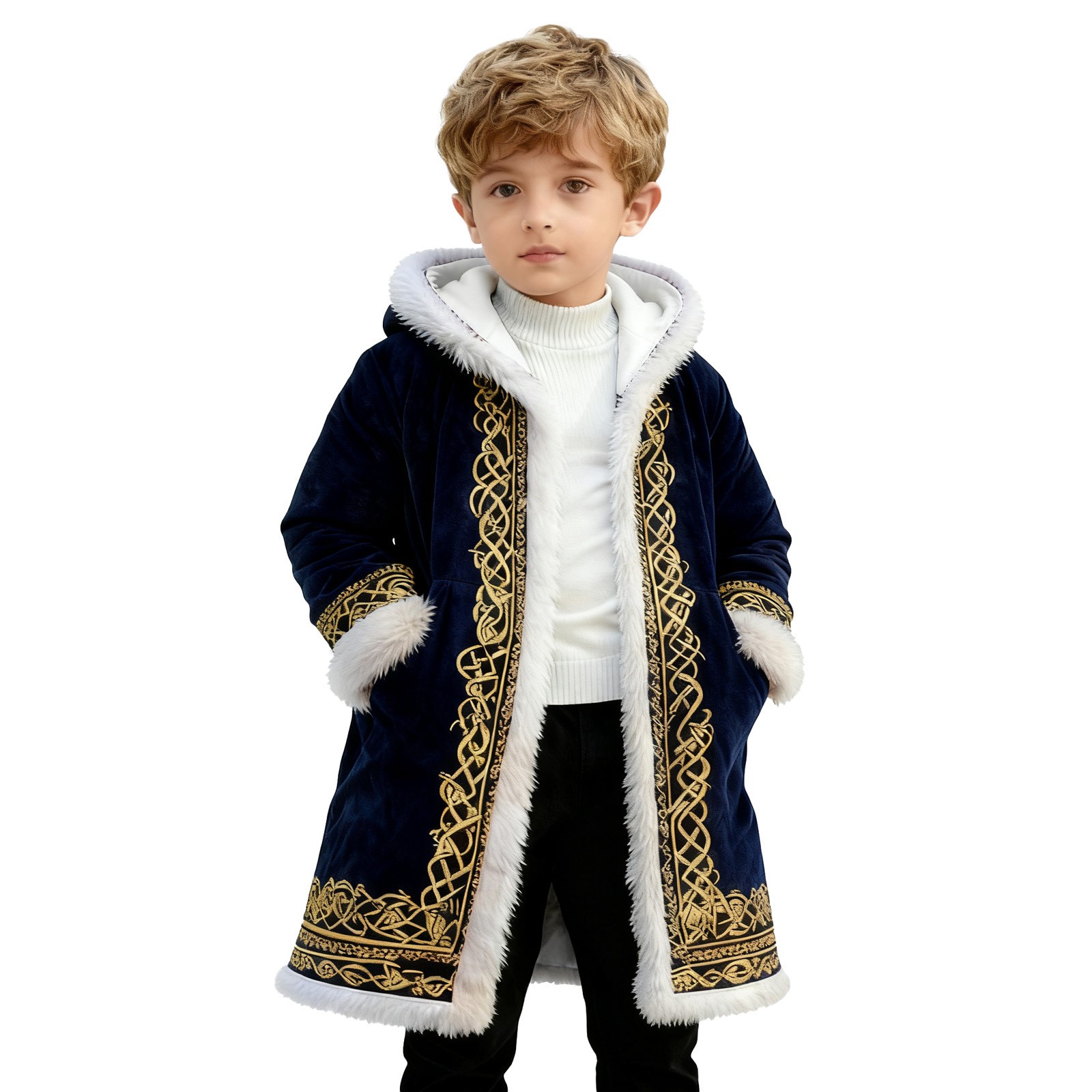 Fdrone Boys Girls Long Hooded Cardigan Xmas Coat Fleece Hoodies Jacket ...