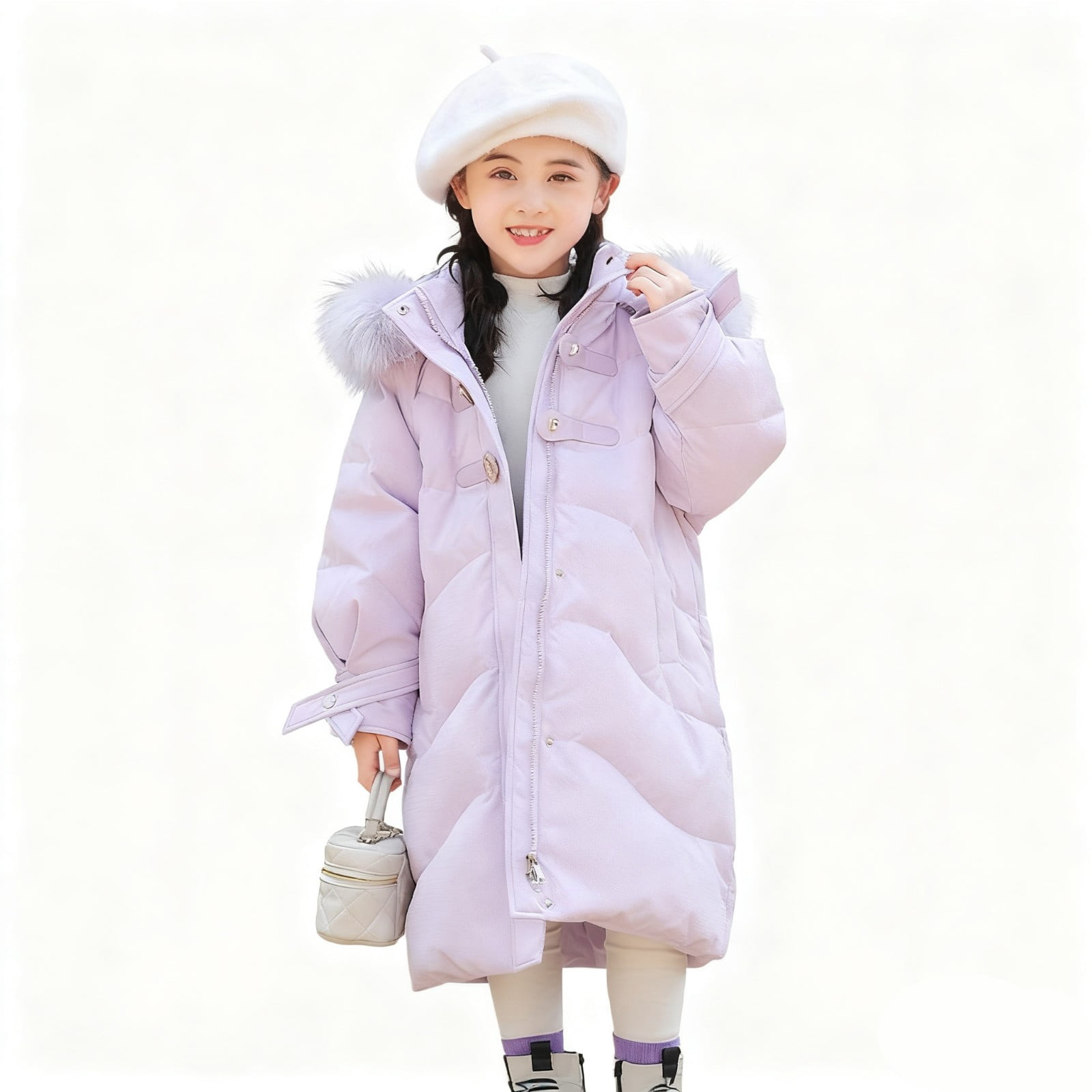 Fdrone Cute Long Winter Puffer Jacket for Girls Thick Down Coat Hooded ...