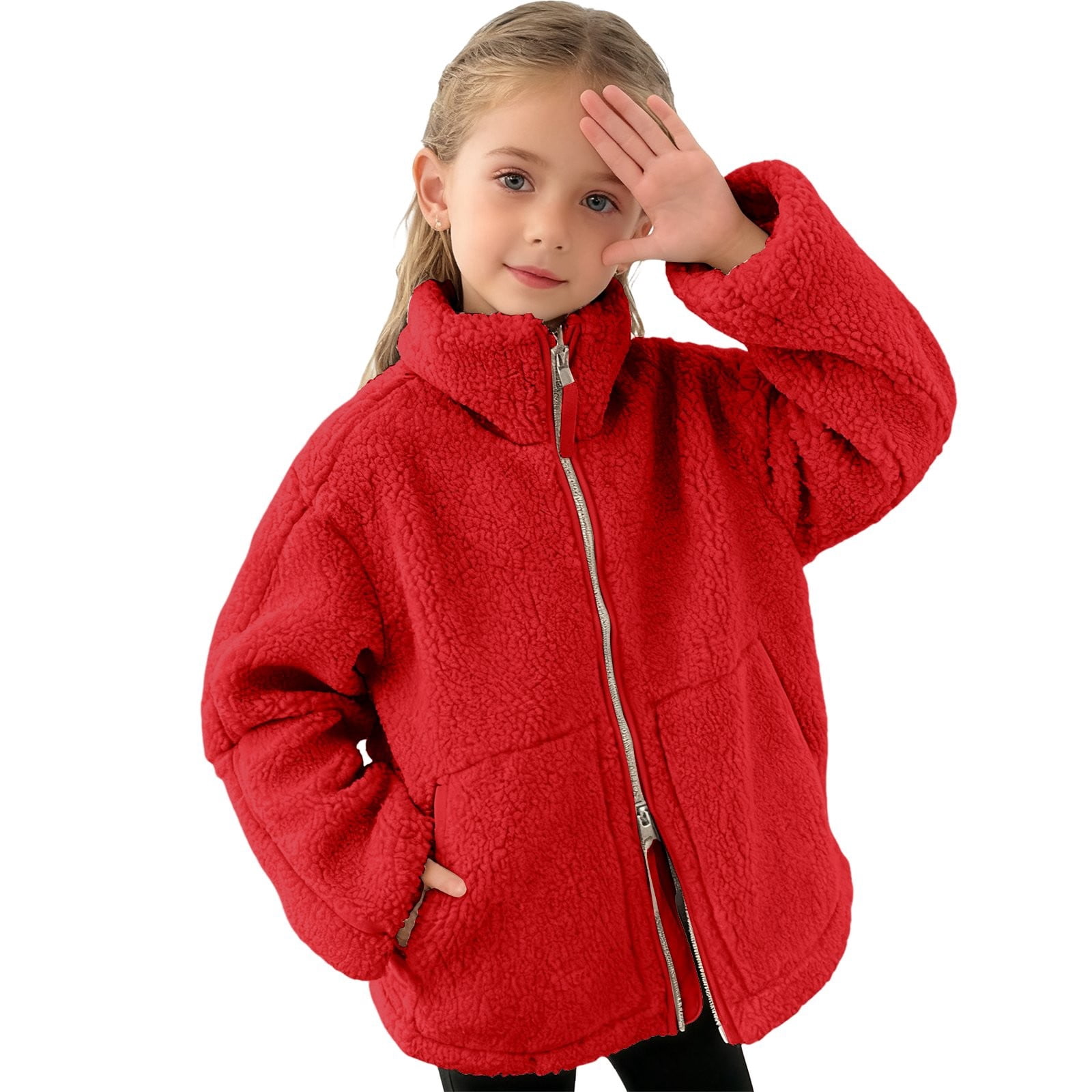 Fdrone Girls Fleece Jacket Oversized Soft Long Sleeve Sherpa Jacket ...